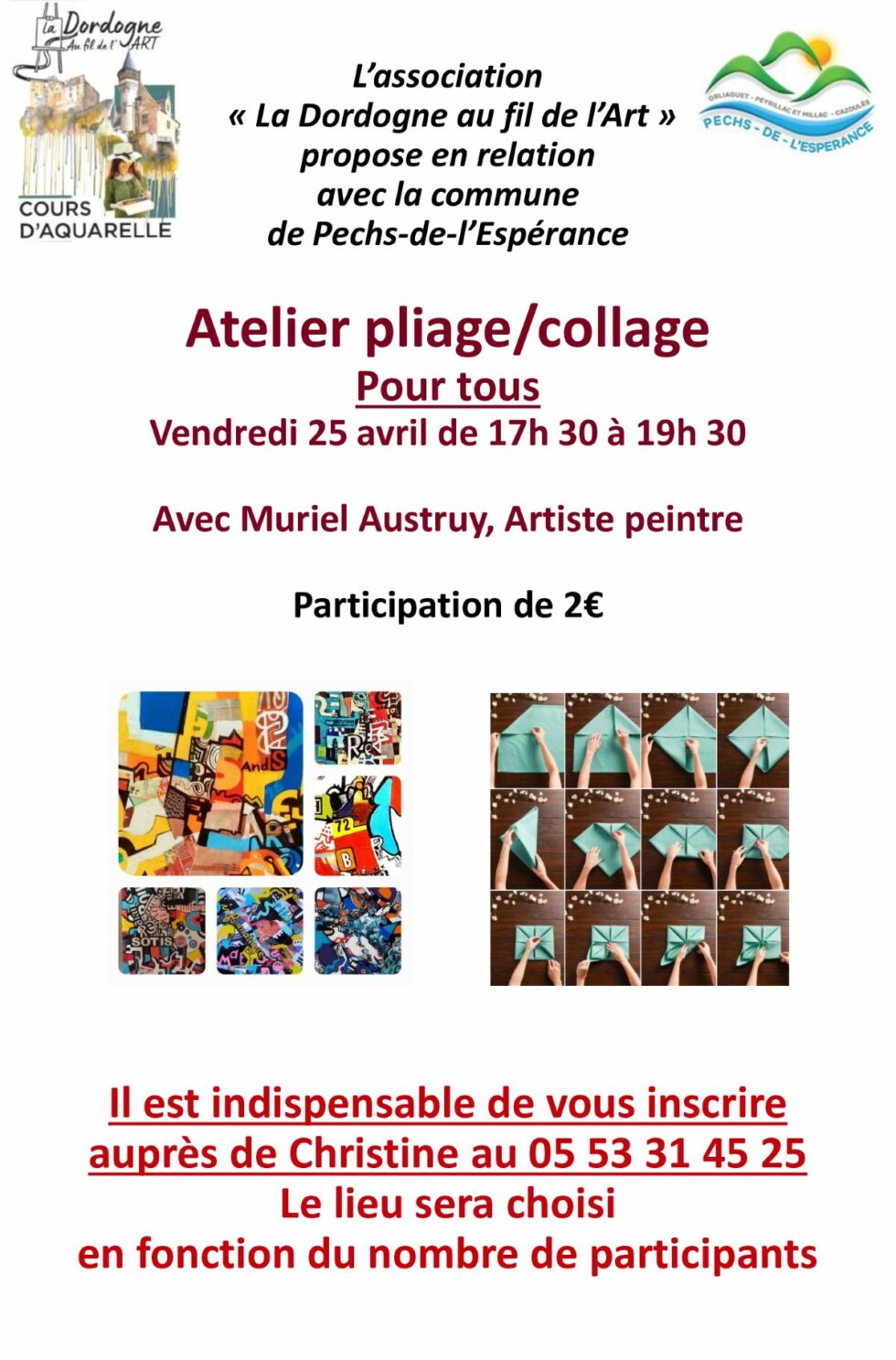 Atelier pliage/collage La Dordogne au fil de l'art - Pechsdelesperance